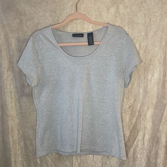 Apostrophe | Tops | Apostrophe Stretch Metallic Top | Poshmark